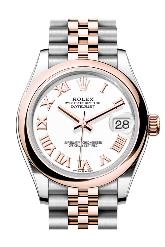 Rolex Datejust 31 White Roman Rose Gold Steel Jubilee Watch 278241 ...