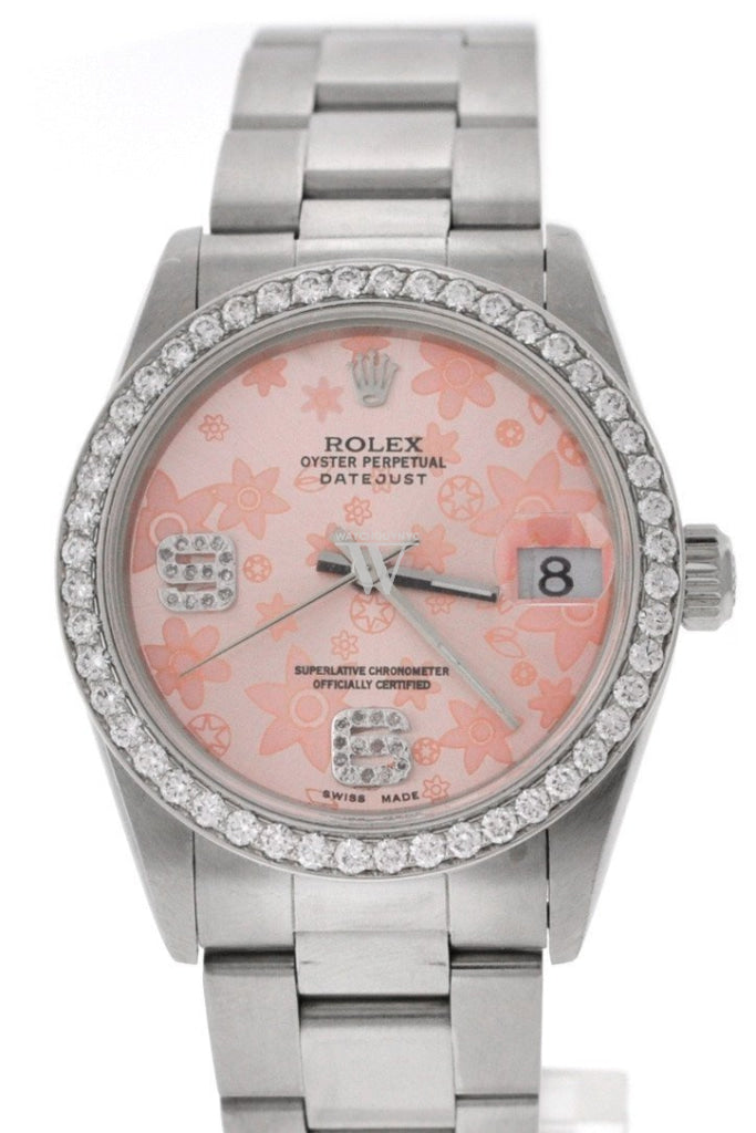 Rolex Custom Diamond Dial Bezel Datejust 31 Ladies | WatchGuyNYC