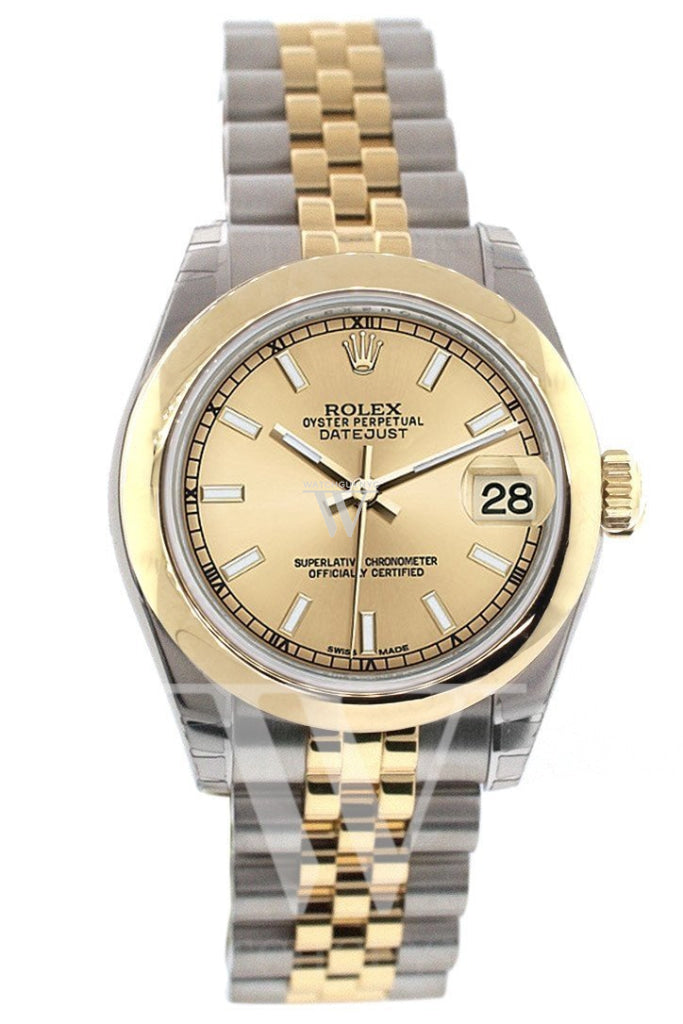 ROLEX 178243 Datejust 31 Champagne 18k Gold Steel Ladies | WatchGuyNYC