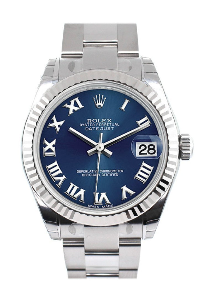 ROLEX 178274 Datejust 31 Blue Dial Gold Fluted Bezel | WatchGuyNYC