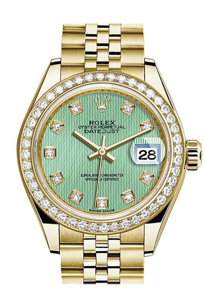 ROLEX 279138RBR Datejust 28 Mint Roman Dial Diamond Bezel Jubilee ...