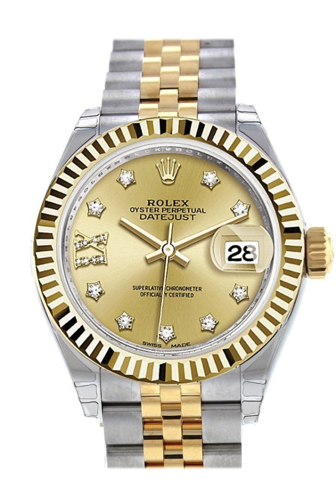 Rolex 279173 Datejust 28 Champagne Dial Yellow Gold Two Tone Ladies Watch | WatchGuyNYC