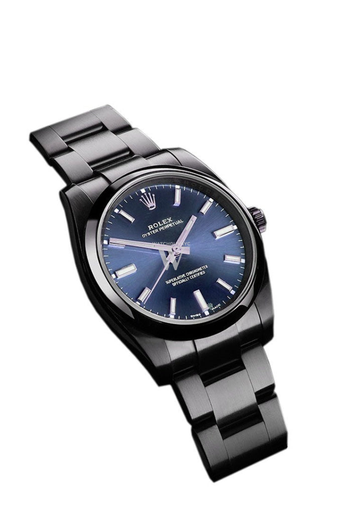 Rolex Black-pvd Oyster Perpetual Blue Dial Stainless Steel 114300 ...